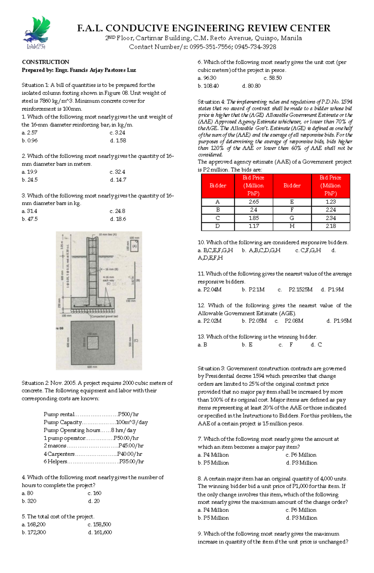 Construction Materials - F.A. CONDUCIVE ENGINEERING REVIEW CENTER 2 ND ...