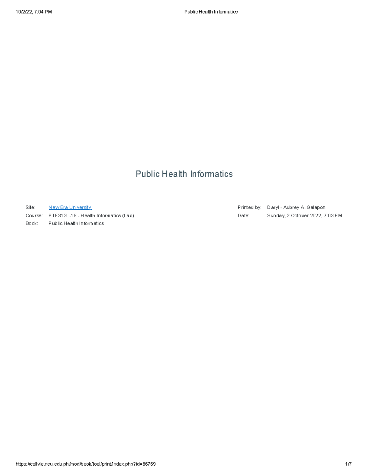 Public Health Informatics - Public Health Informatics Site: New Era ...