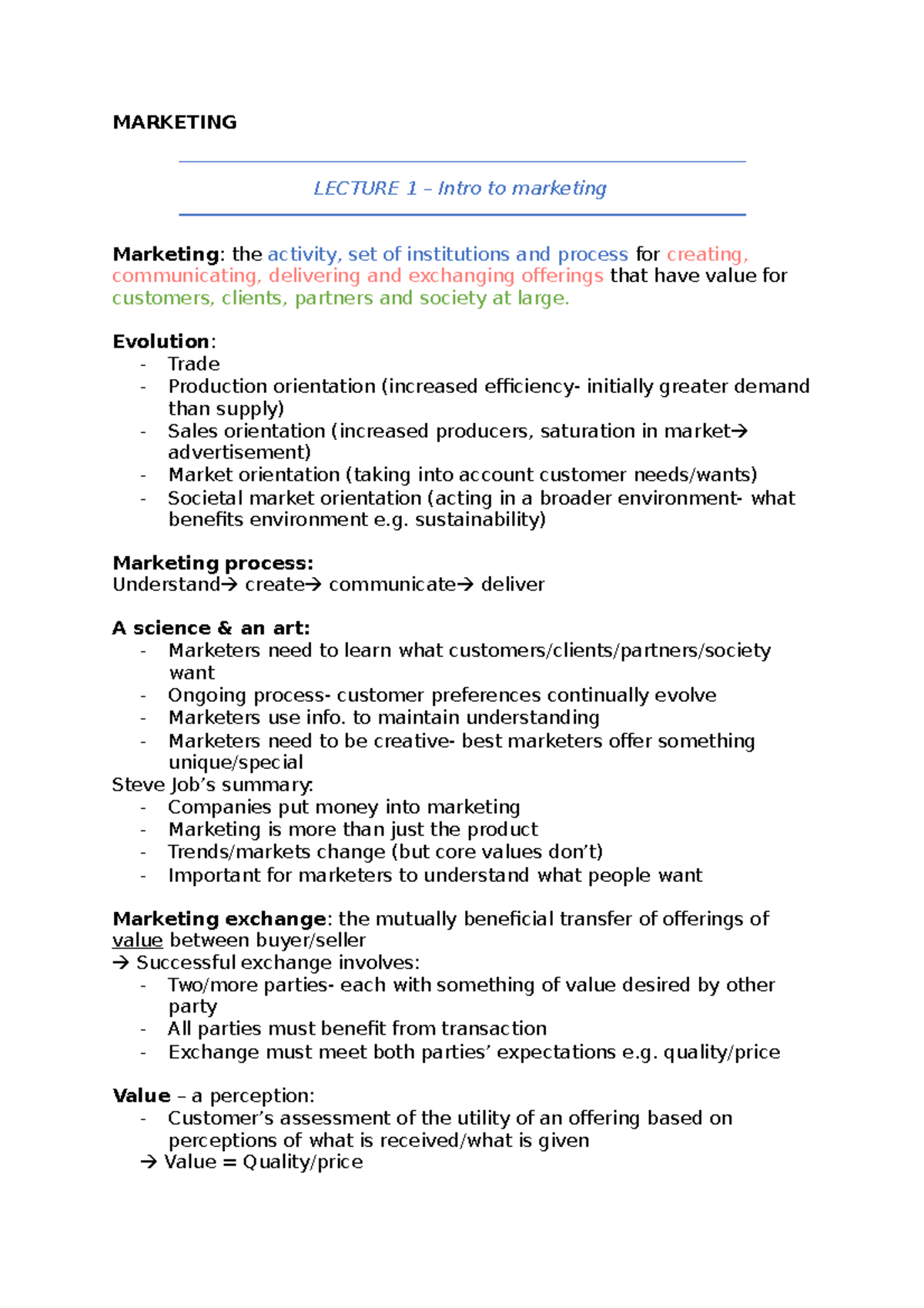 Marketing foundations - MARKETING LECTURE 1 – Intro to marketing ...