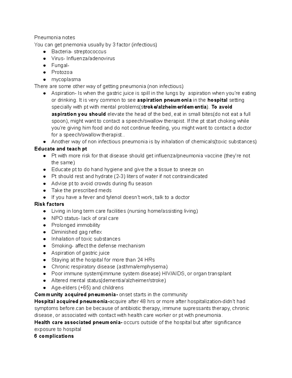 Pneumonia notes - Summary Mental health - Pneumonia notes You can get ...
