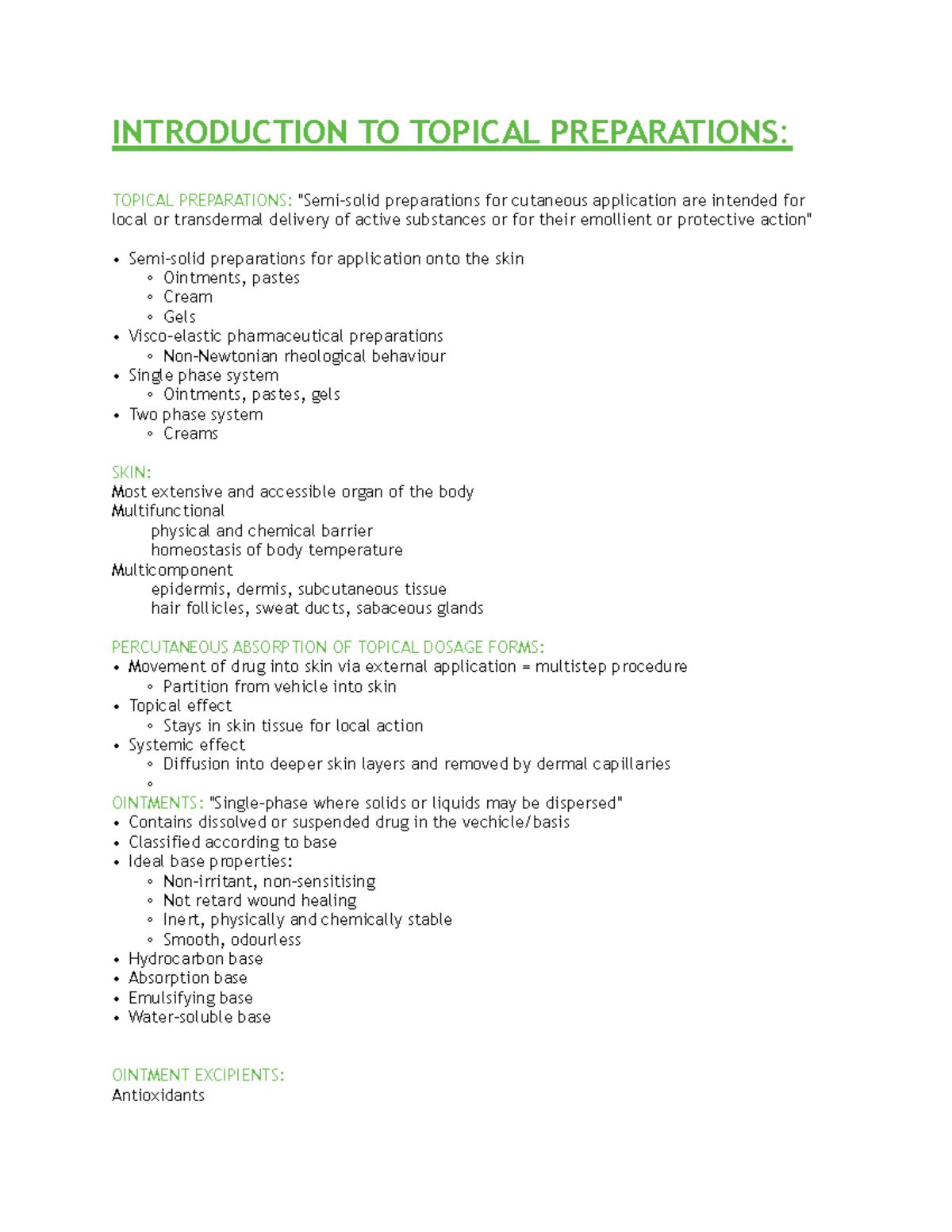 Introduction TO Topical Preparations - INTRODUCTION TO TOPICAL ...