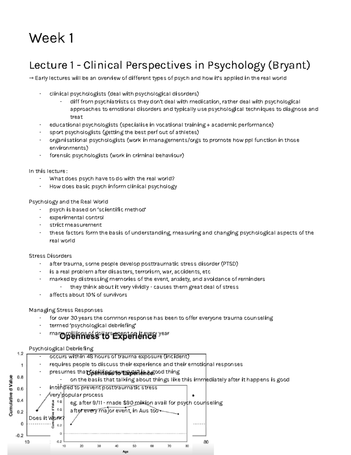PSYC1001 - Week 1 Lecture 1 - Clinical Perspectives in Psychology (Bryant) → Early lectures will ...