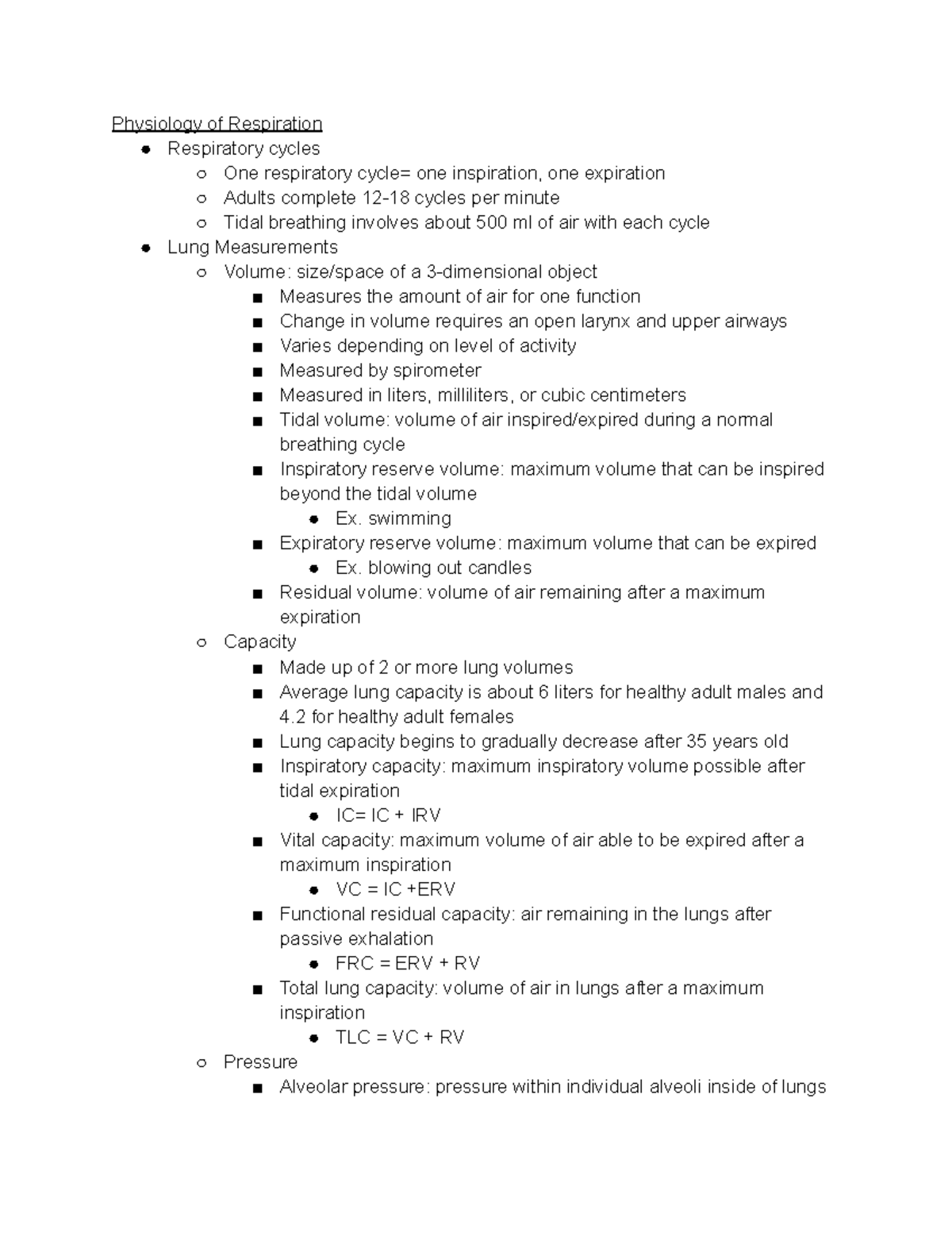 Physiology of respiration - Physiology of Respiration Respiratory ...