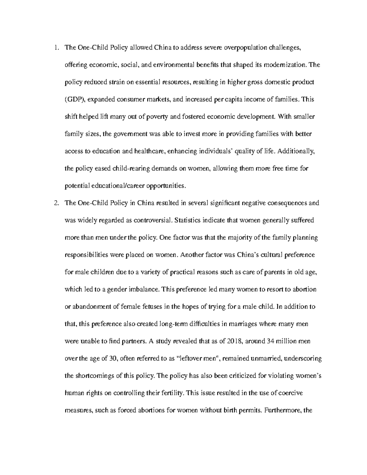 Week 10 Activity - China's One-Child Policy - The One-Child Policy ...