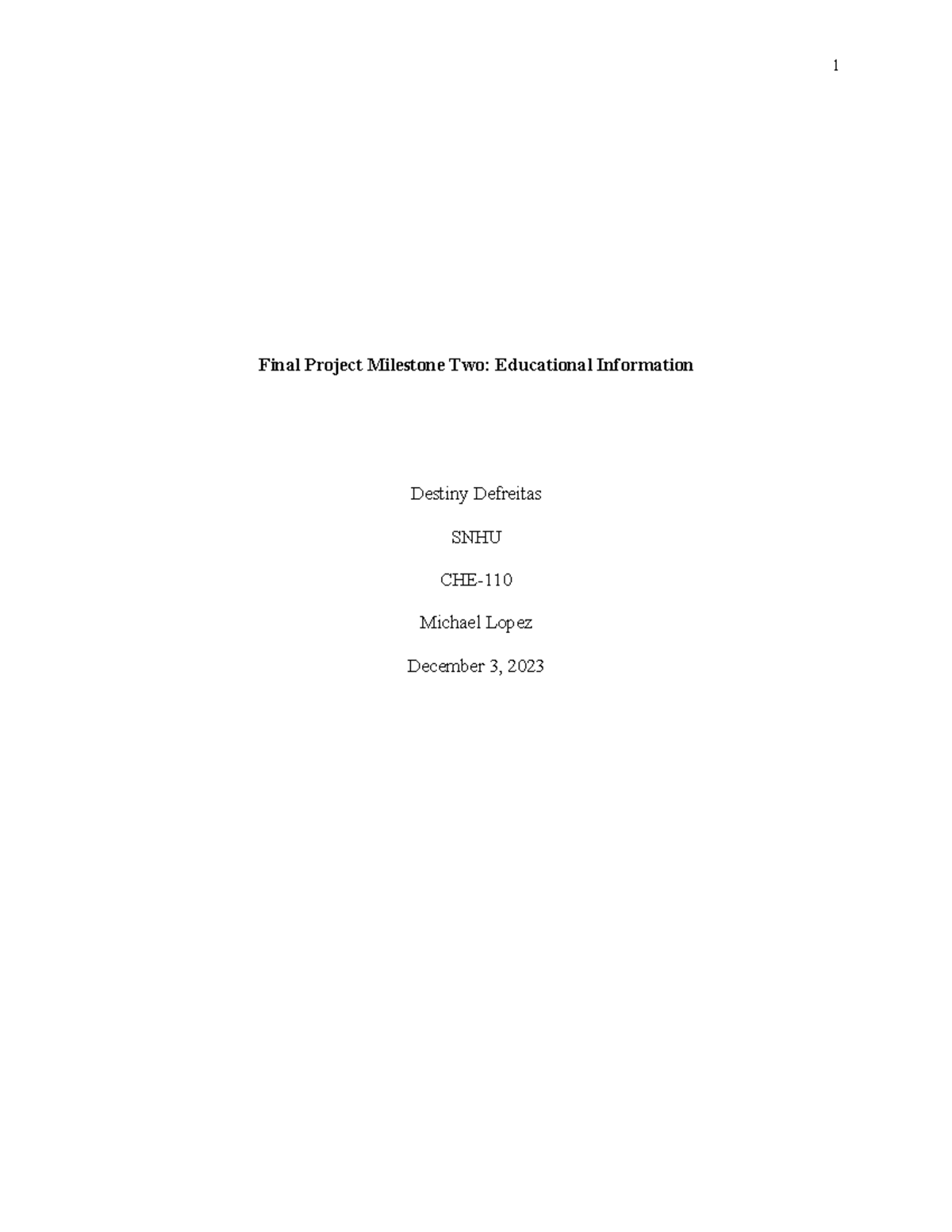 CHE-110 Module 6 Final project - Final Project Milestone Two ...