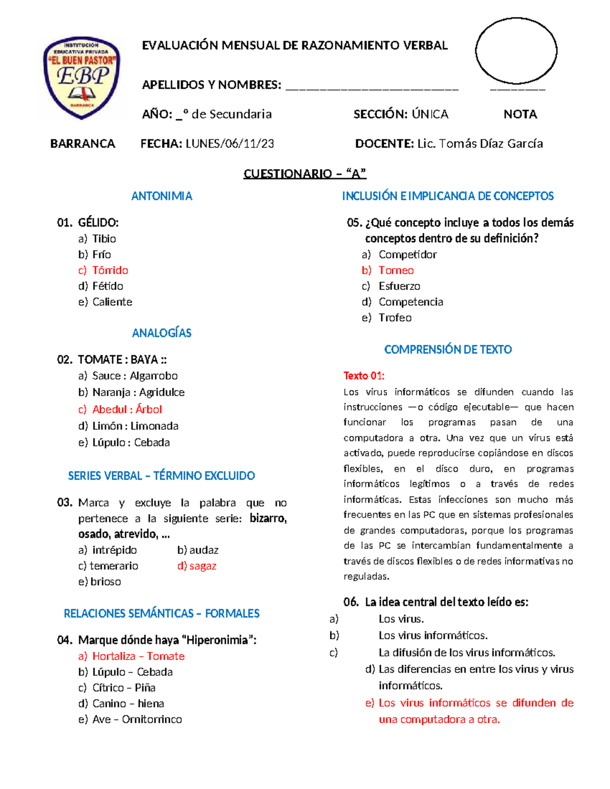 EB° RV A Mensual - {´poiuytf - EVALUACIÓN MENSUAL DE RAZONAMIENTO ...