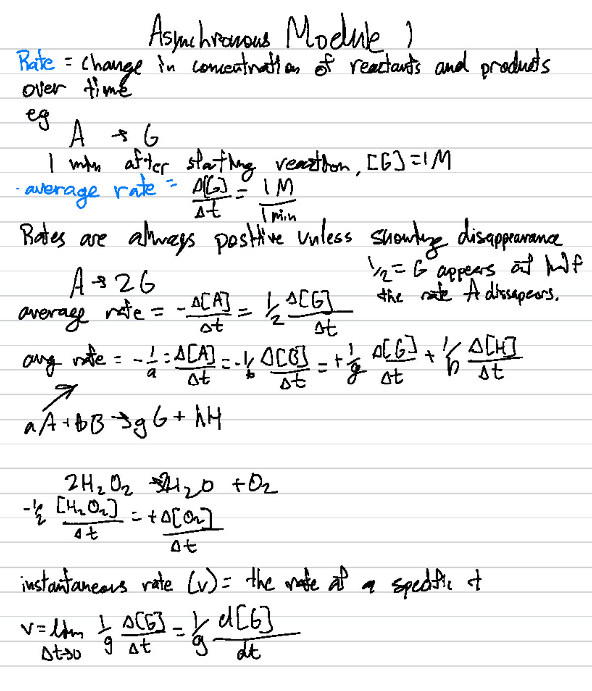 Asynchronous Lectures Notes Asynchronous Module Rate Ch Arge In Concentration Of Reactants