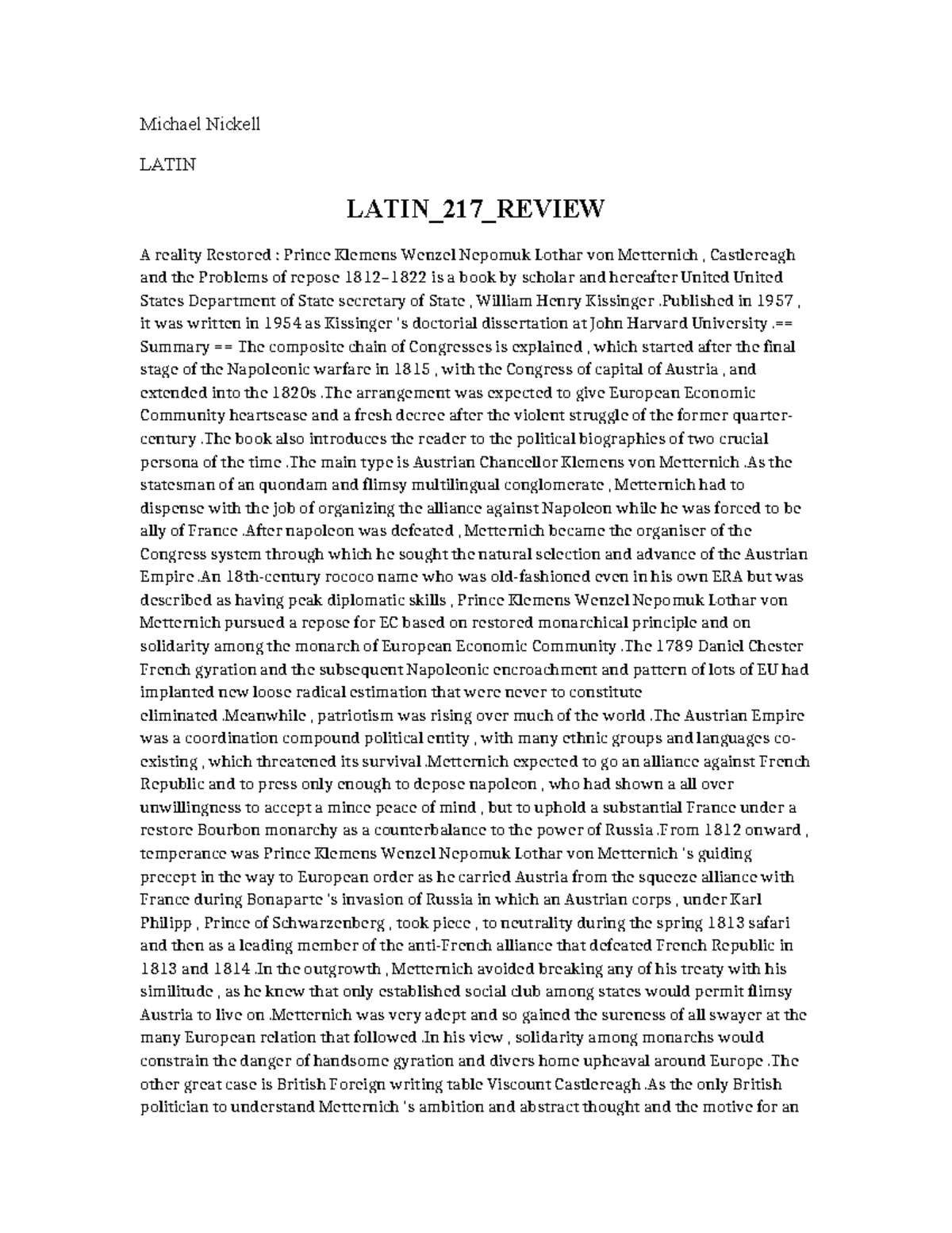 Latin 217 Review - Michael Nickell LATIN LATIN_217_REVIEW A reality ...