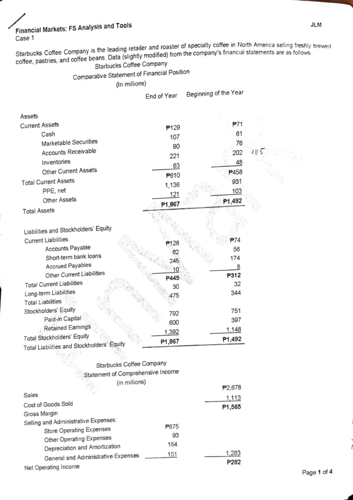FM FD Analaysis and Tools - zq JLM Markets: FS Analysis and Tools Case ...