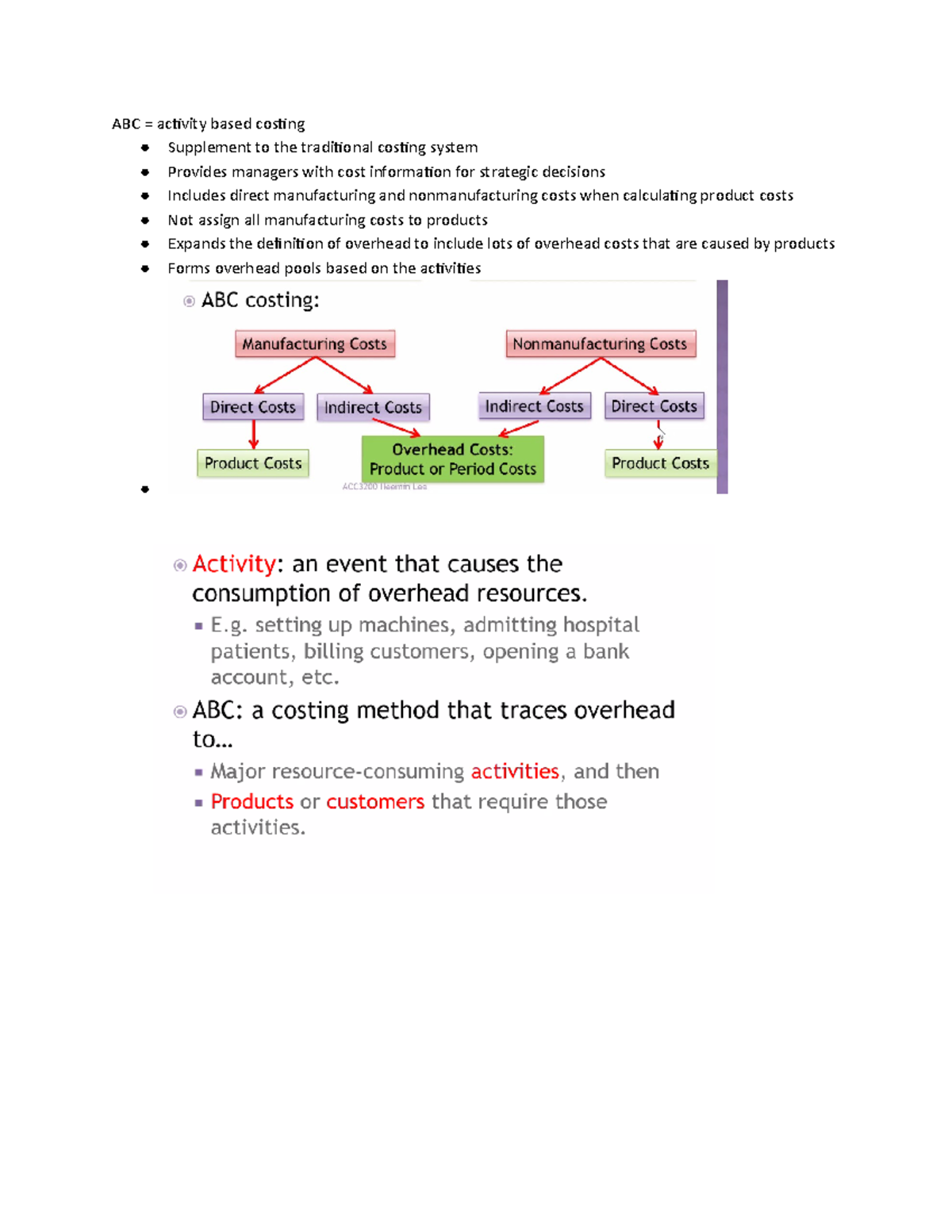 Chap 7 - Prof Lee - Cost Acc - ABC = activity based costing Supplement ...