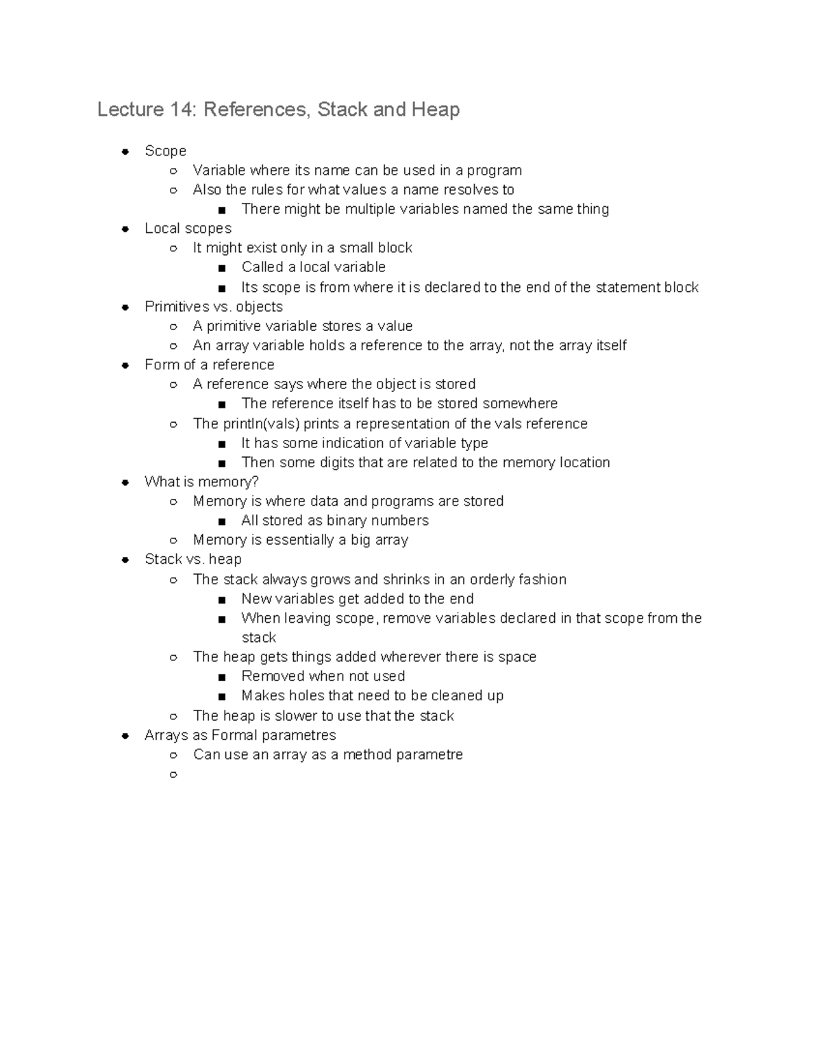 references, stacks and heap - Lecture 14: References, Stack and Heap ...