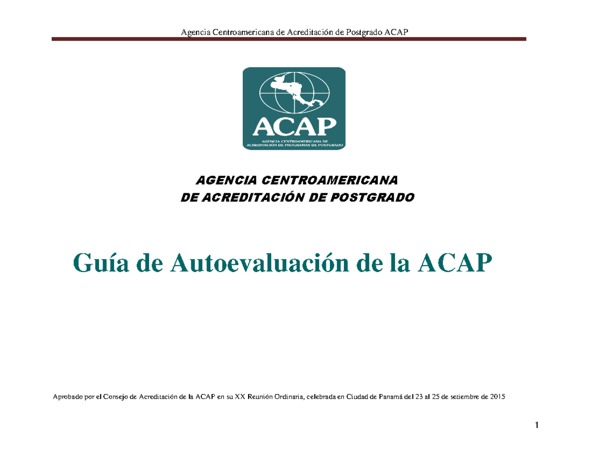 Guia de Autoevaluacion ACAP - Aprobado por el Consejo de Acreditación ...