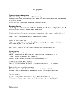 Chapter 2 - Chapter 2 - sociology of stress sociology → study of human ...