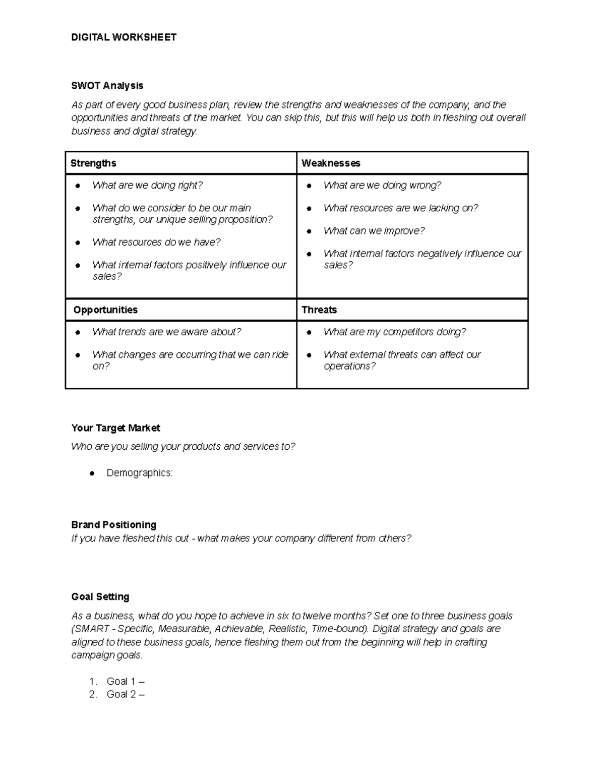 Digital-Worksheet - digital work sheet - DIGITAL WORKSHEET SWOT ...