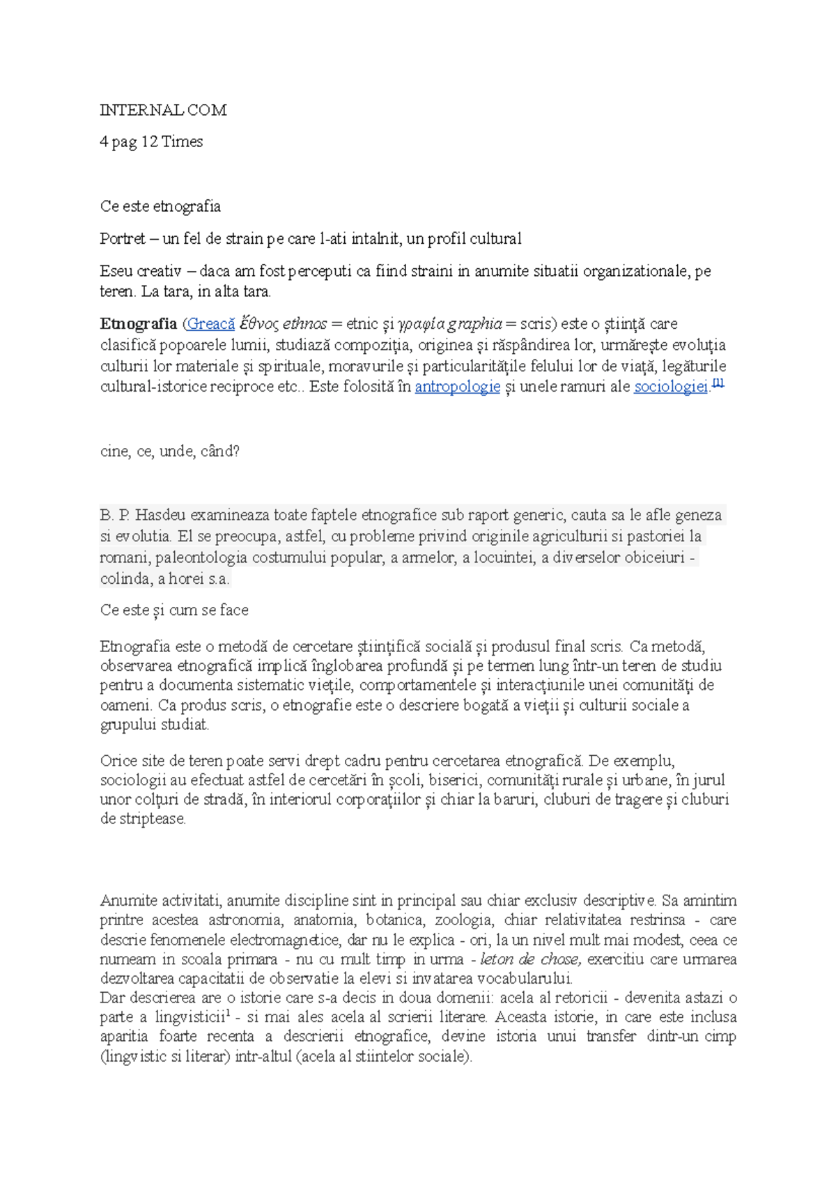 Internal COM - Notite pt un eseu - INTERNAL COM 4 pag 12 Times Ce este ...