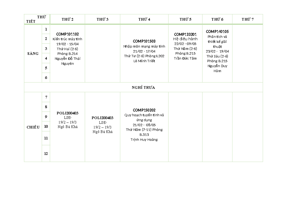 TKB-Mau - đừng xem - THỨ TIẾT THỨ 2 THỨ 3 THỨ 4 THỨ 5 THỨ 6 THỨ 7 SÁNG ...