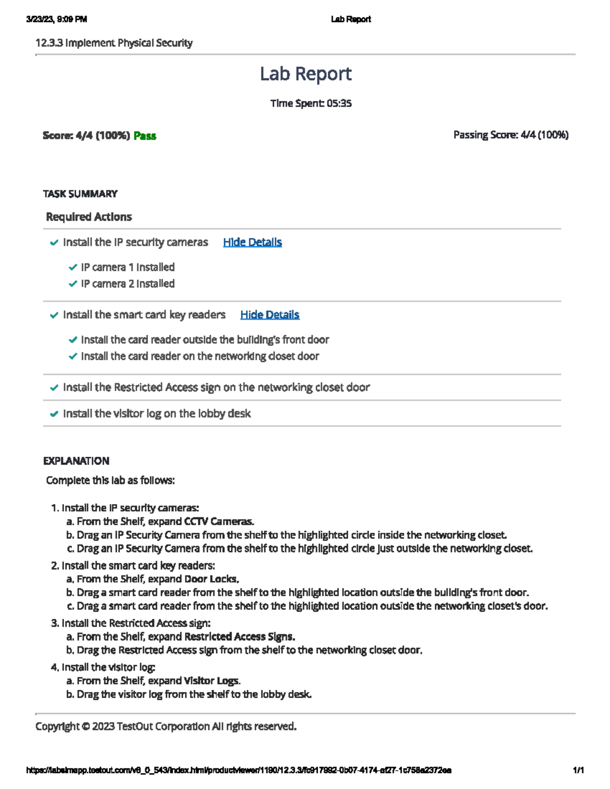 12.3.3 Implement Physical Security - 9:09 PM Lab Report 12.3 Implement ...