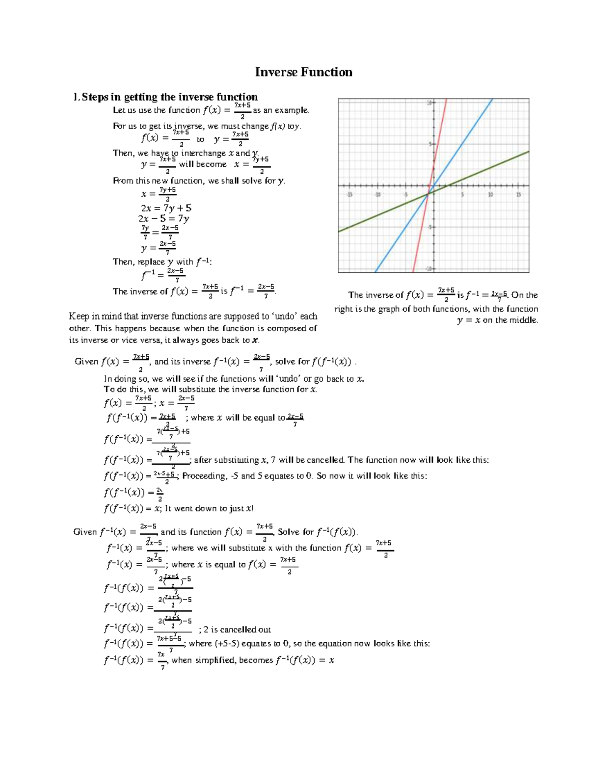 Inverse Function - Gen Math - 7 Inverse Function I. Steps in getting ...