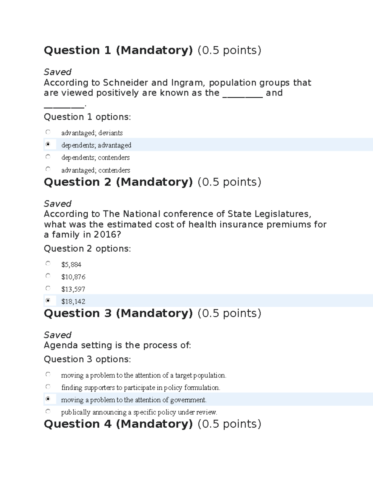 NSG 606 Midterm answers - Question 1 (Mandatory) (0 points) Saved According to Schneider and ...
