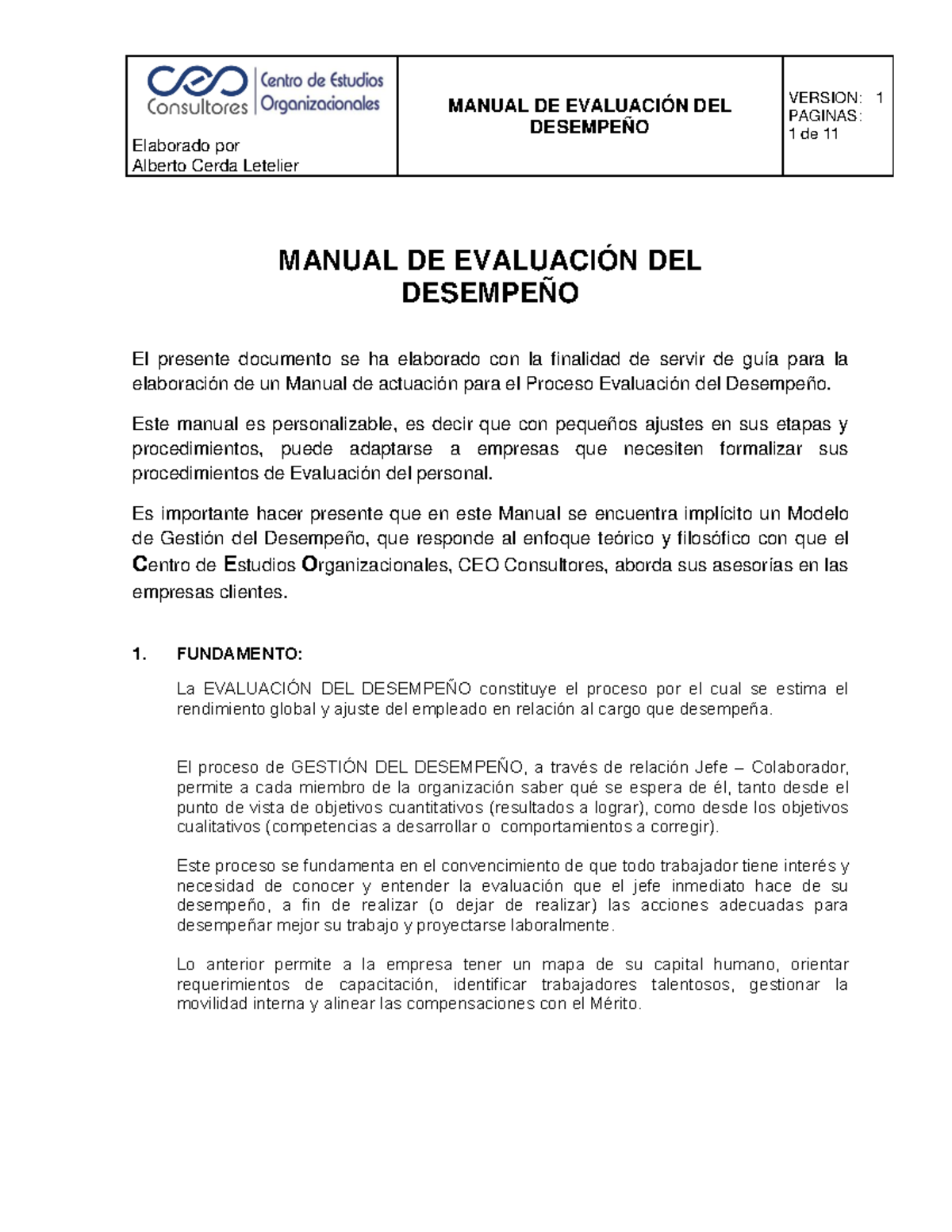 Ejemplo Manual de Evaluación del Desempeño - Elaborado por Alberto Cerda Letelier MANUAL DE ...