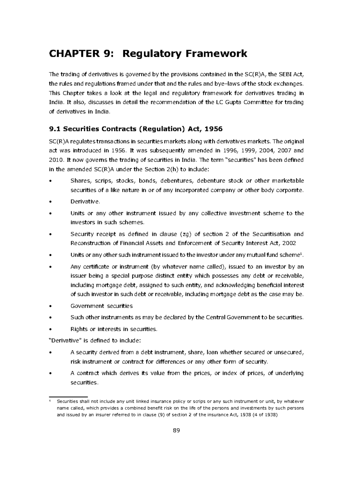 Regulatory Framework - Notes - CHAPTER 9: Regulatory Framework The ...