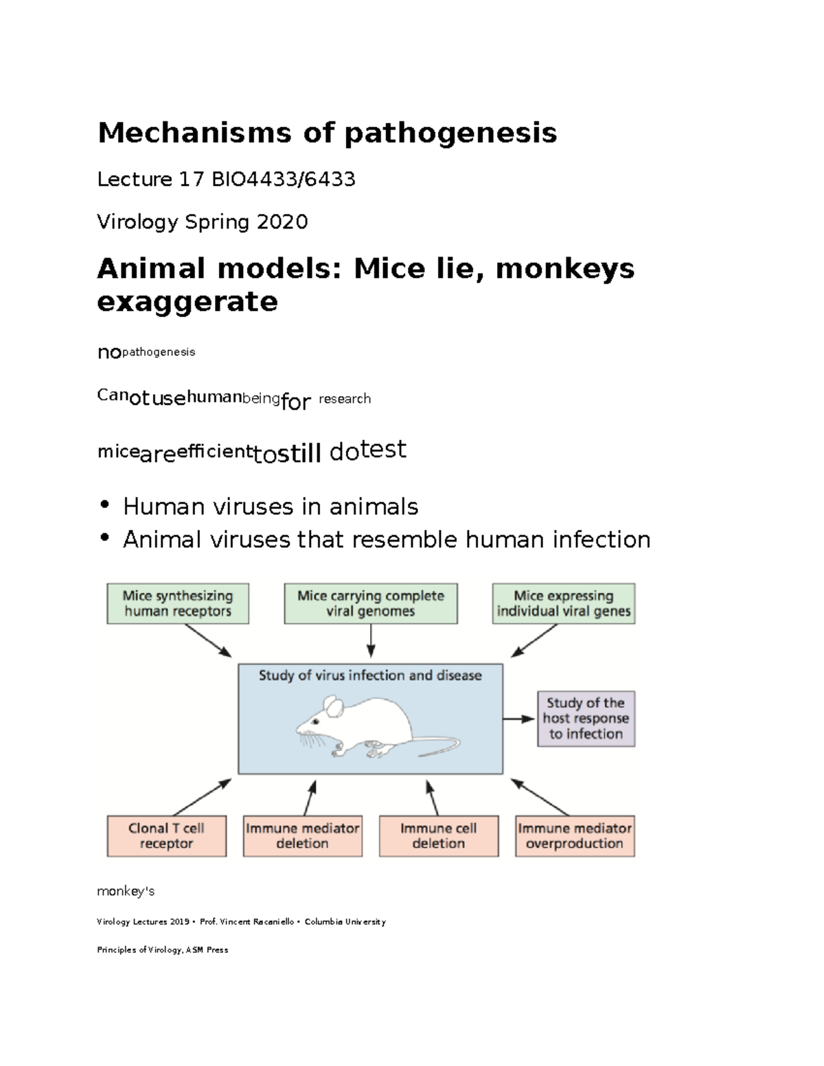 Virology 17 - Lecture notes 17 - Mechanisms of pathogenesis Lecture 17 ...