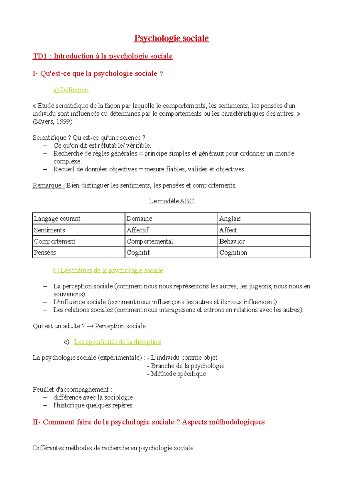 Intro à la psycho sociale copy - Psychologie sociale TD1 : Introduction ... Intro à la psycho sociale copy - Psychologie sociale TD1 : Introduction ...