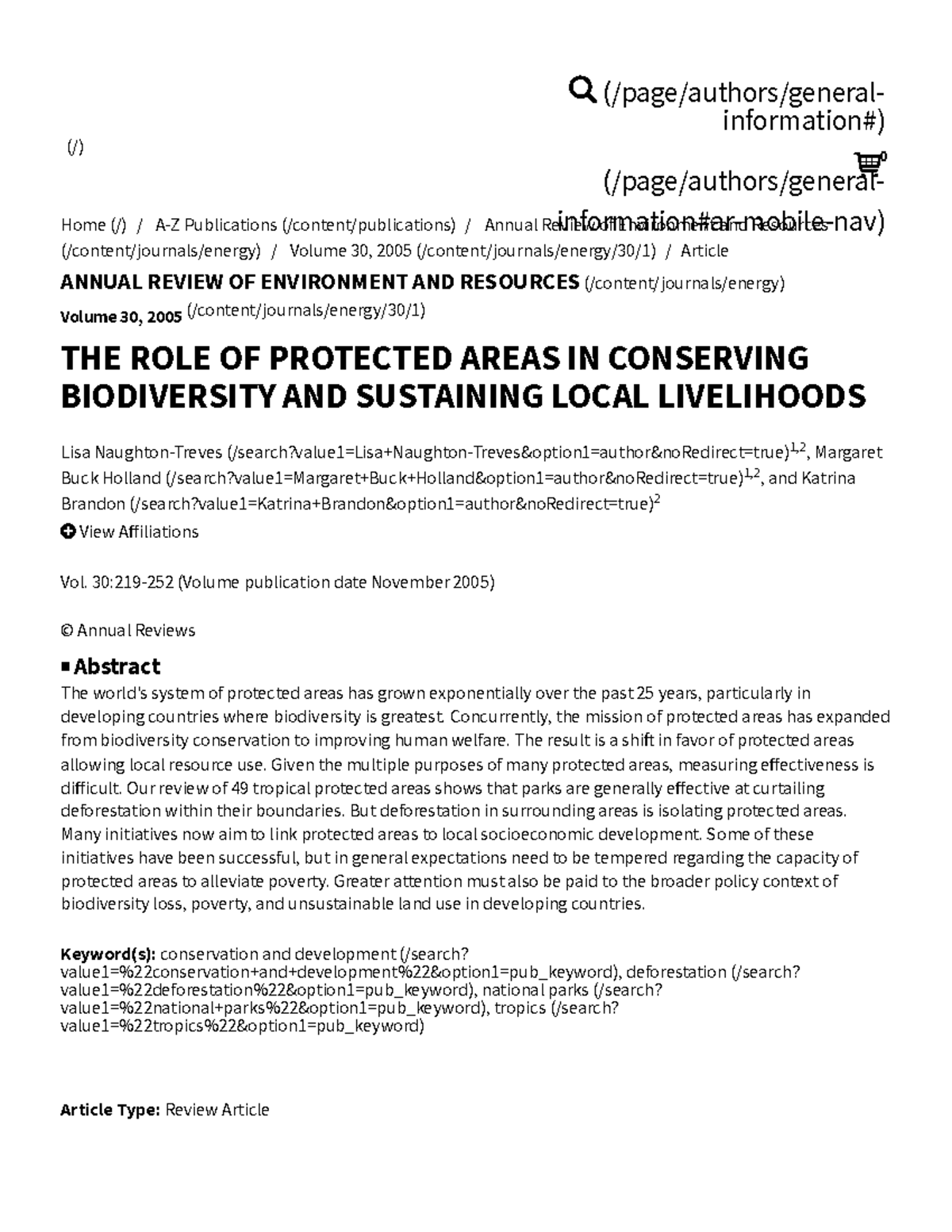 THE ROLE OF Protected Areas IN Conserving Biodiversity AND Sustaining ...