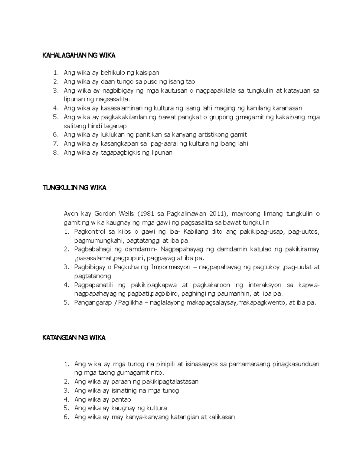 Prelim lesson 2. konteks - KAHALAGAHAN NG WIKA Ang wika ay behikulo ng ...