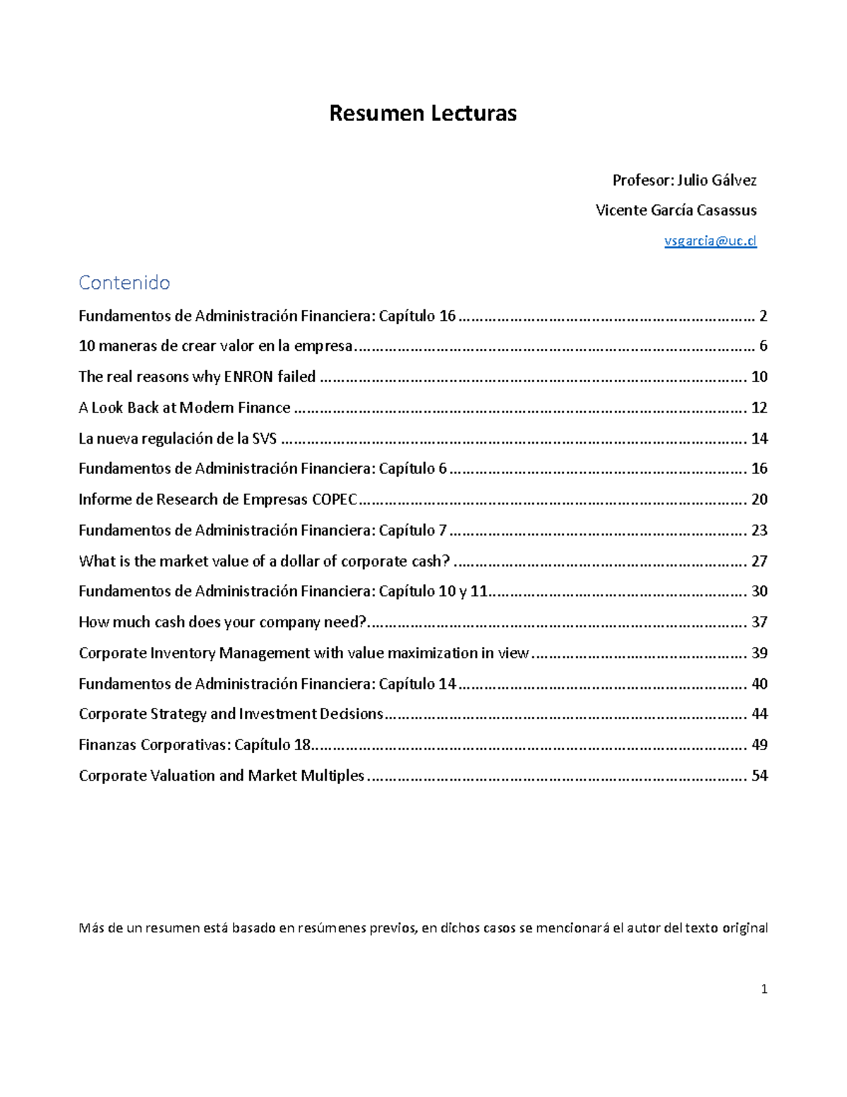 Resumen Lecturas Finanzas 2 - Warning: TT: undefined function: 32 Warning: TT: undefined ...