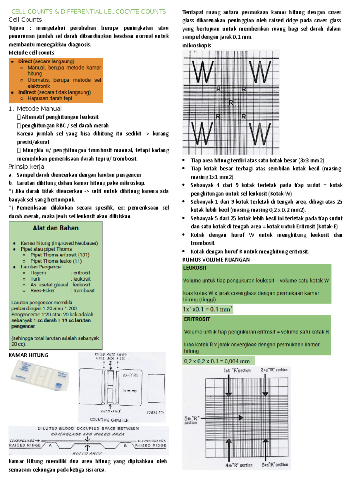 Cell Counts and Differential Leucocyte Counts - CELL COUNTS ...