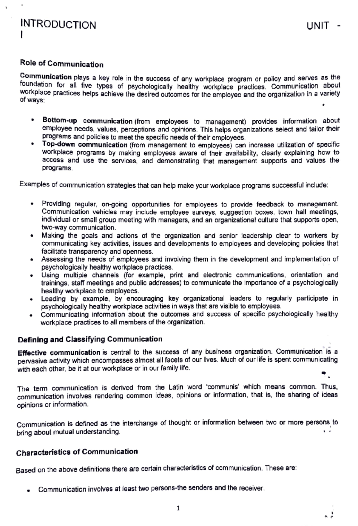 Business Communication Unit -1 Notes - INTRODUCTION UNIT Role of ...