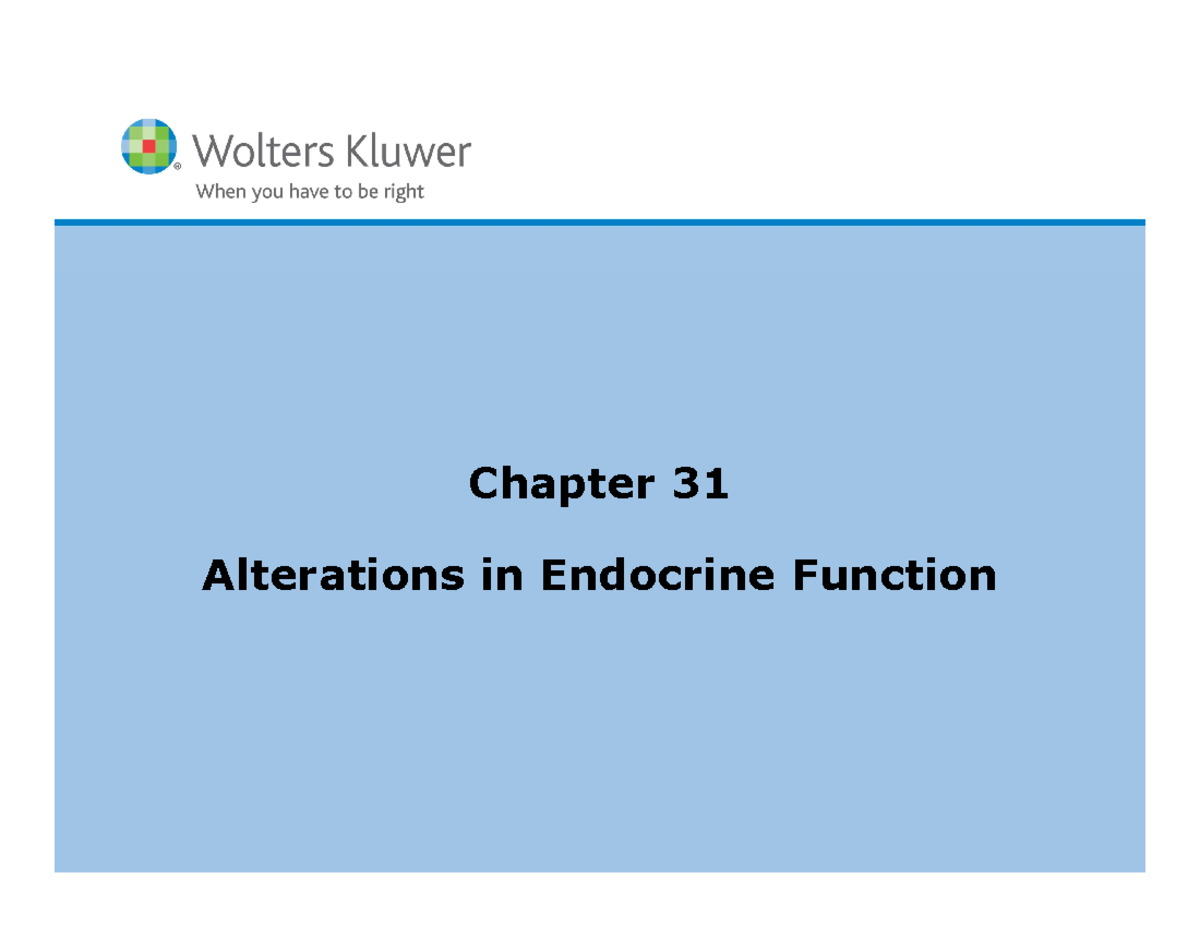 Pediatric Nursing lecture notes Alterations in Endocrine Function ...
