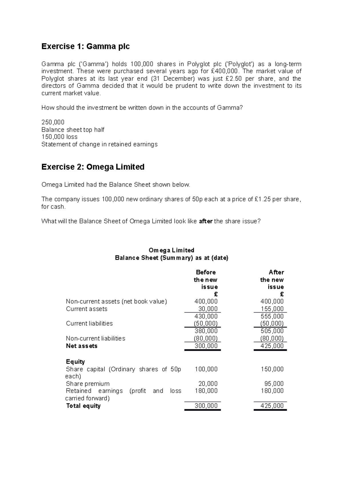 Exercises BA - MNN GIUGI - BPP - Studocu