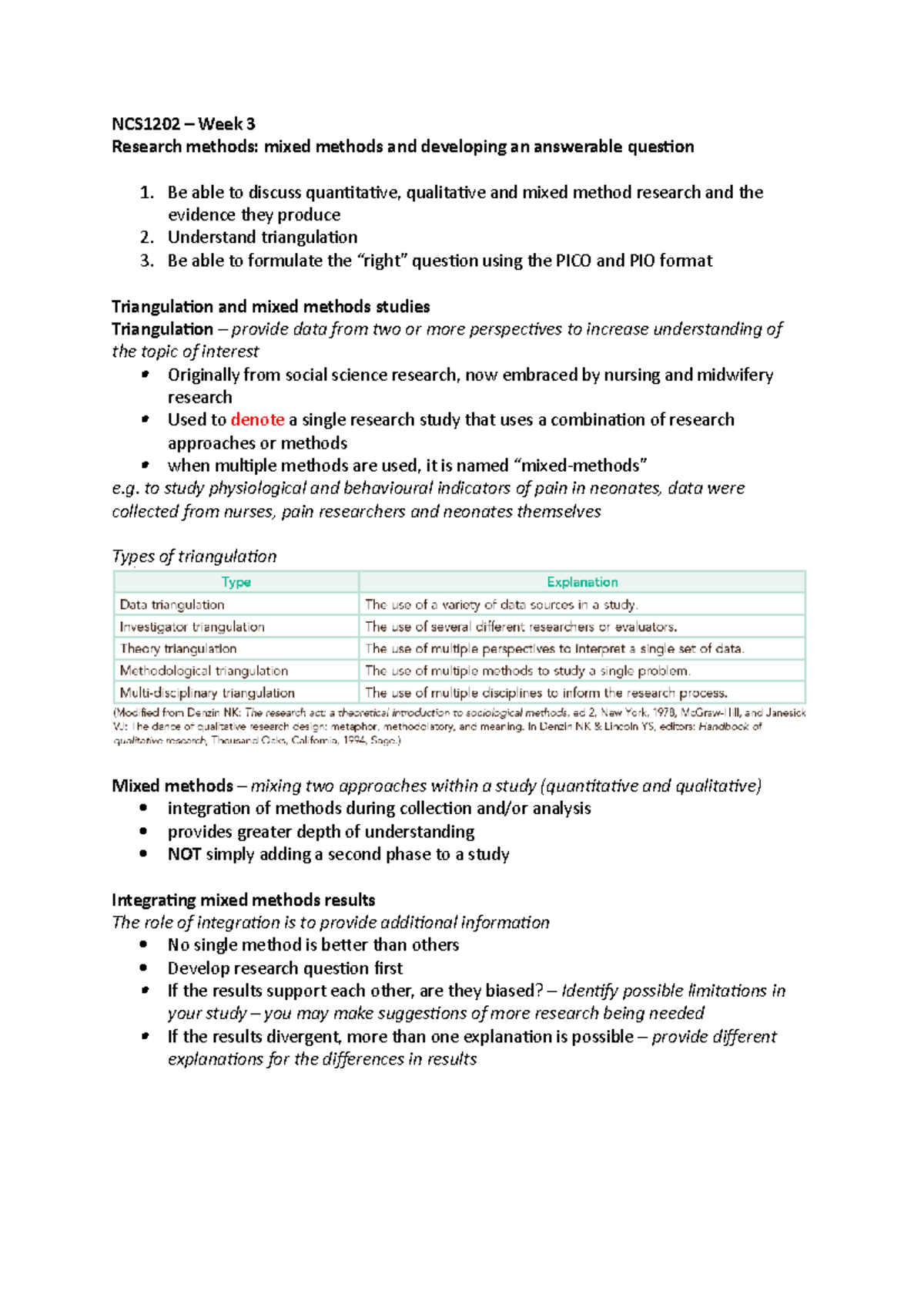 NCS1202 - Week 3 - NCS1202 – Week 3 Research methods: mixed methods and ...