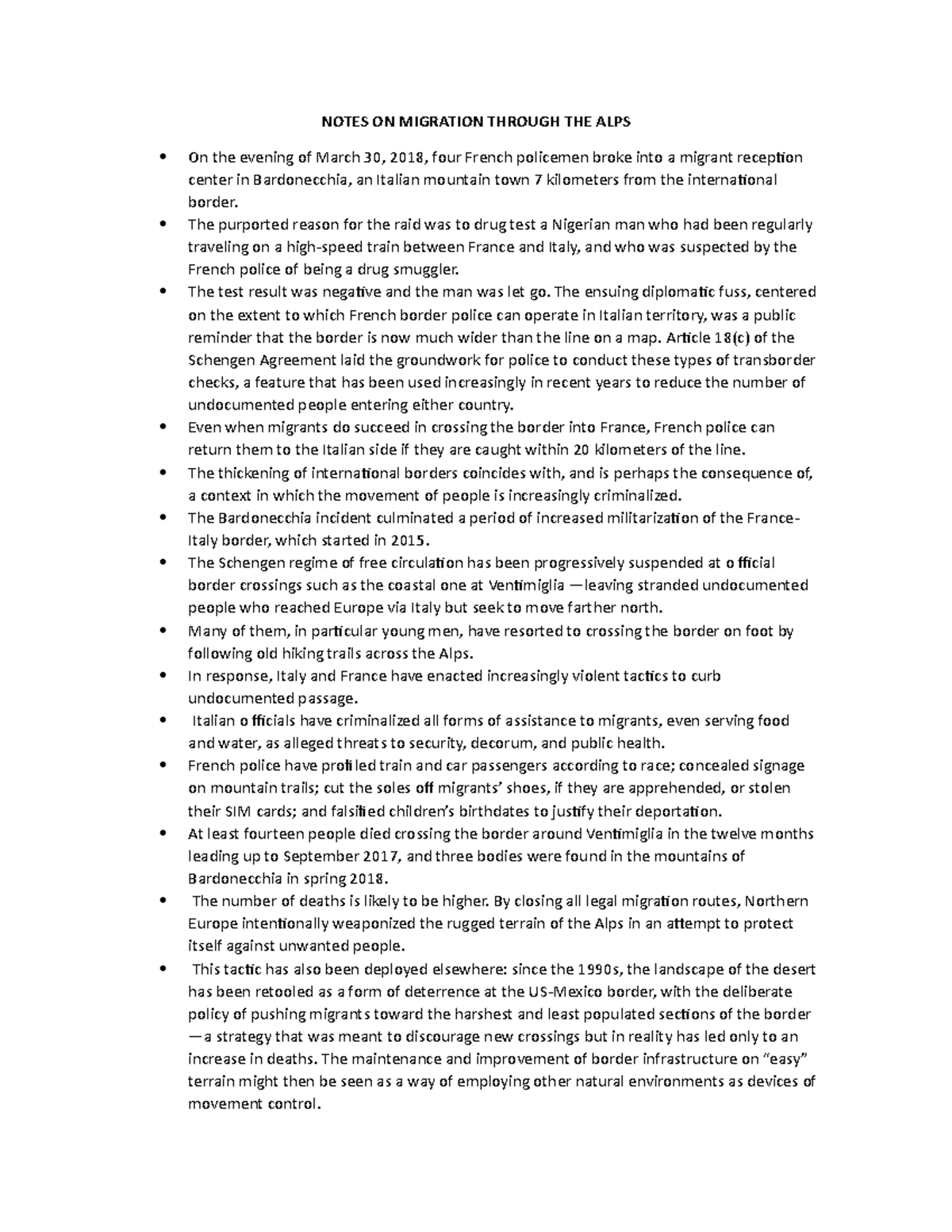 18 Notes ON Migration Through THE ALPS - NOTES ON MIGRATION THROUGH THE ...