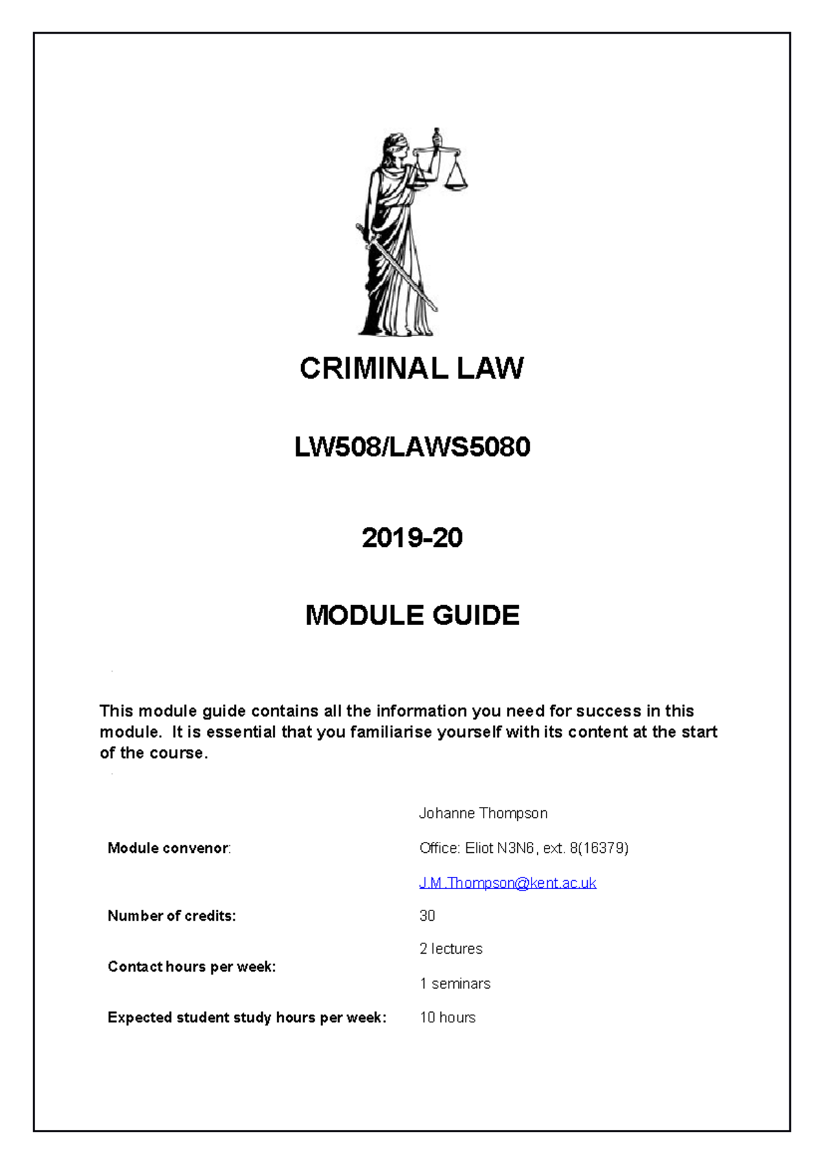 MO Criminal Law 2019-20 - LW508 - CRIMINAL LAW LW508/LAWS 2019- MODULE ...
