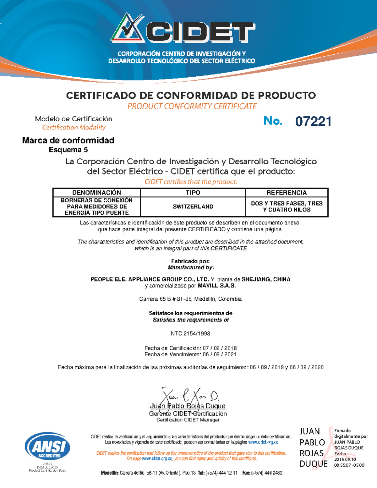 Cidet 07221 Mavill - Conformidad - Juan Pablo Rojas Duque Gerente CIDET ...