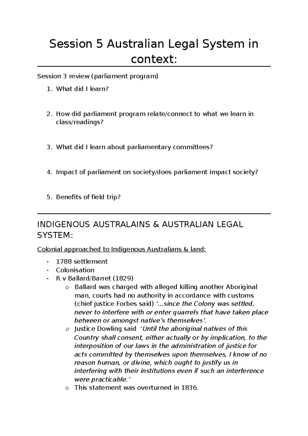 Session 5 Australian Legal System in context - Session 5 Australian ...