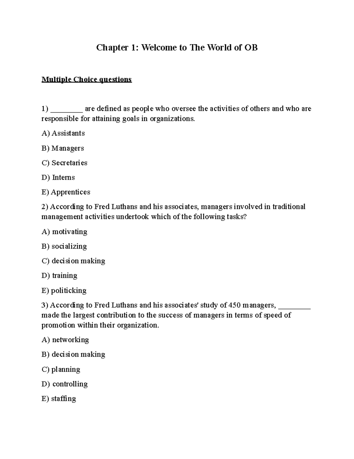 Chapter 1 revision - Chapter 1: Welcome to The World of OB Multiple ... Chapter 1 revision - Chapter 1: Welcome to The World of OB Multiple ...