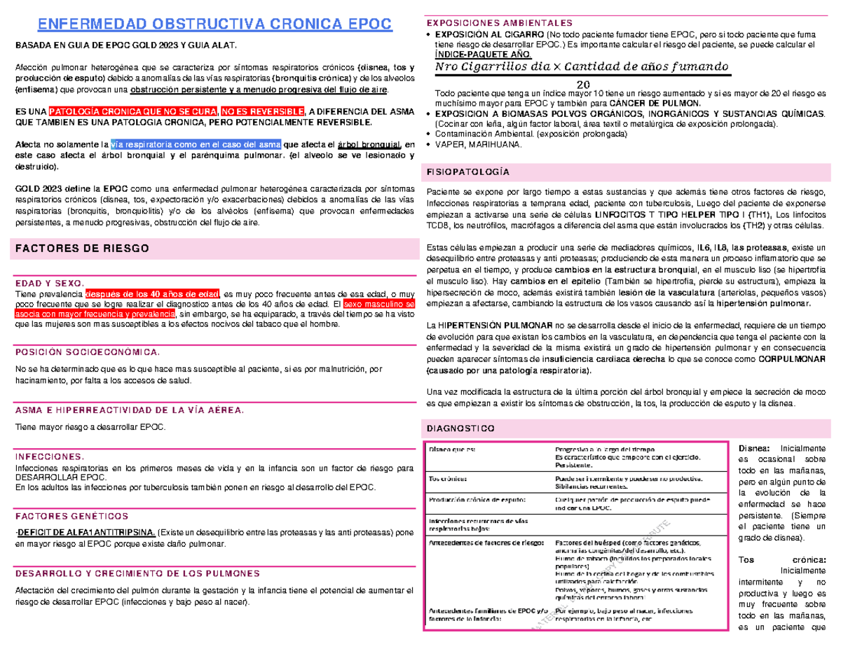 EPOC - EPOC - ENFERMEDAD OBSTRUCTIVA CRONICA EPOC BASADA EN GUIA DE ...