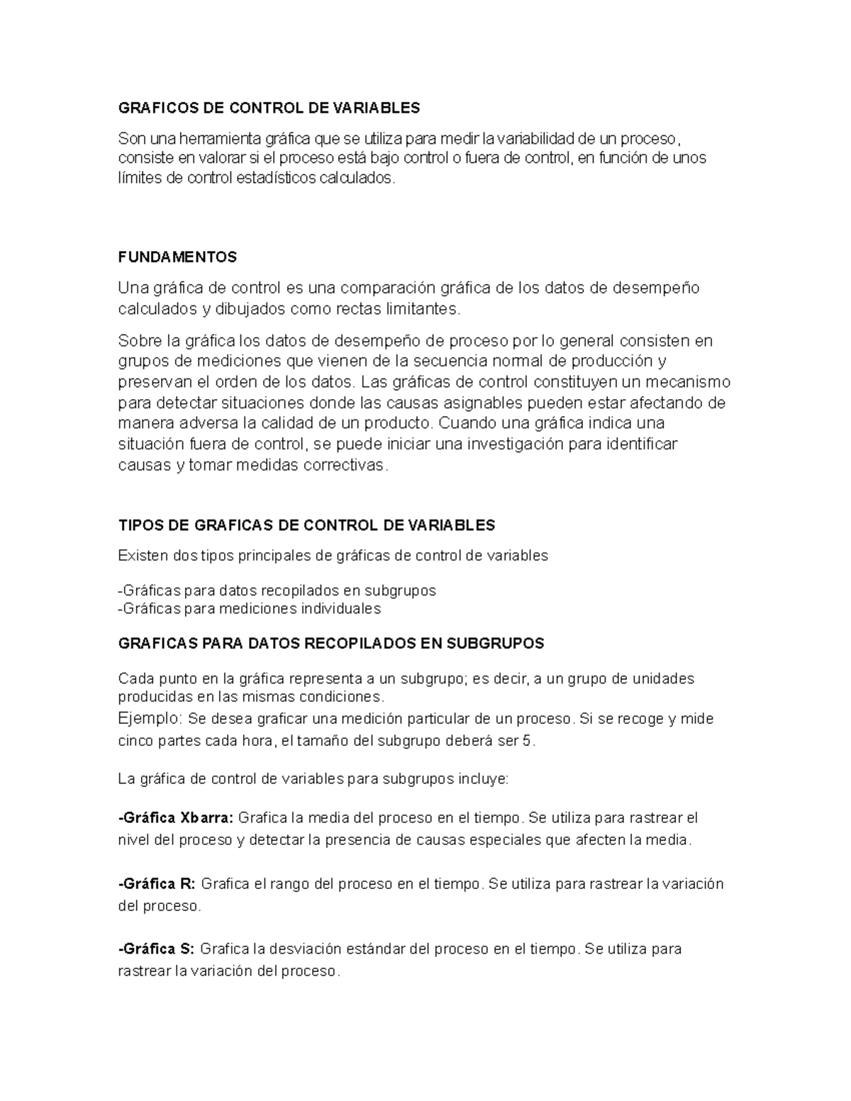tipos de graficas de variables en control calidad - GRAFICOS DE CONTROL ...