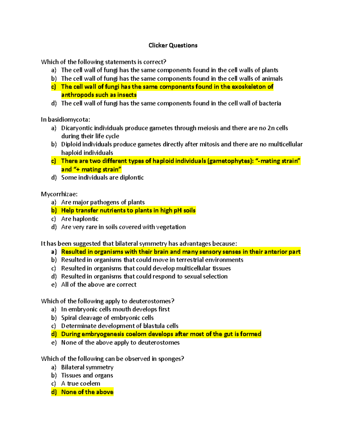 Exam 3 Study Guide - good - Clicker Questions Which of the following ...