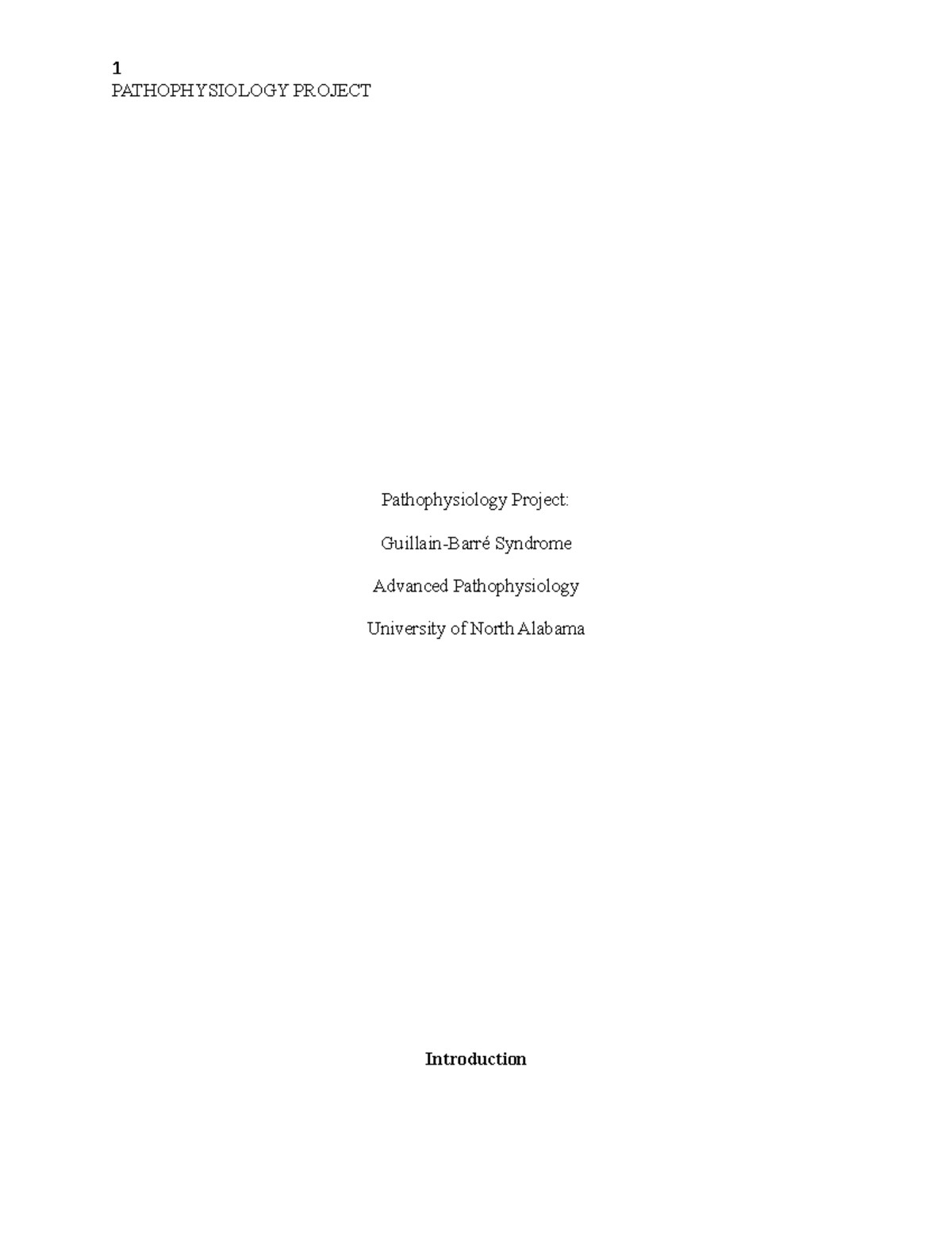 Pathophysiology Project - PATHOPHYSIOLOGY PROJECT Pathophysiology ...