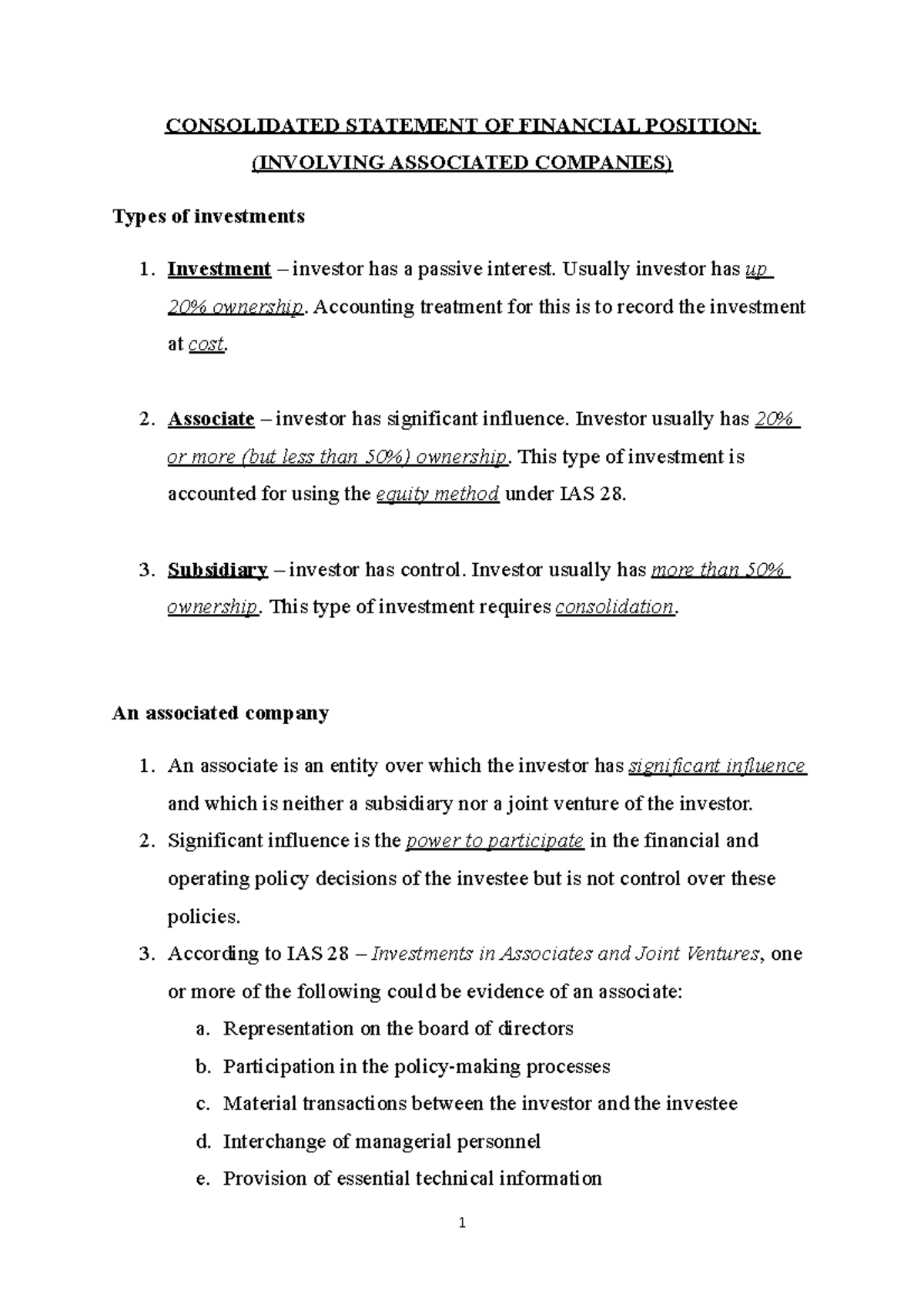 Lecture notes - Full - Consolidated Statements etc. - CONSOLIDATED ...