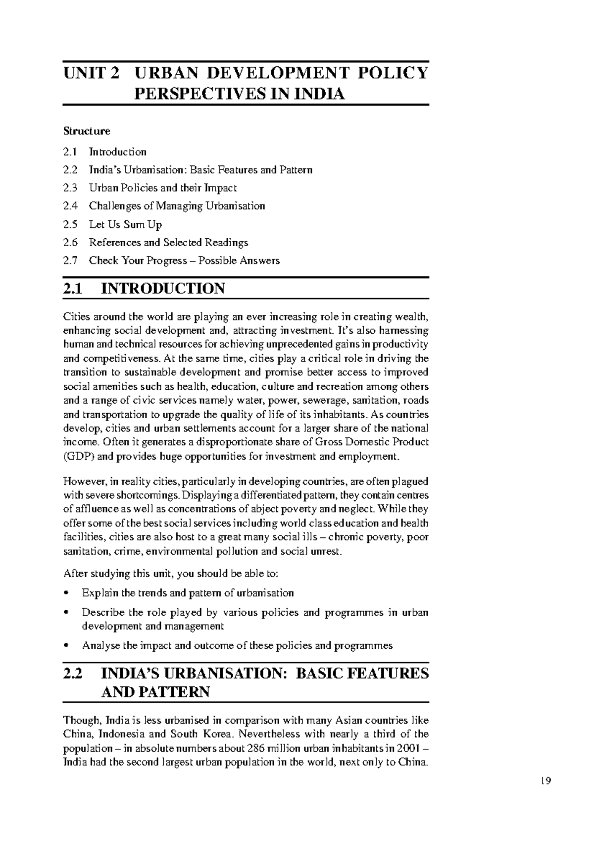 settlement planning - Urban Development UNIT 2 URBAN DEVELOPMENT POLICY ...