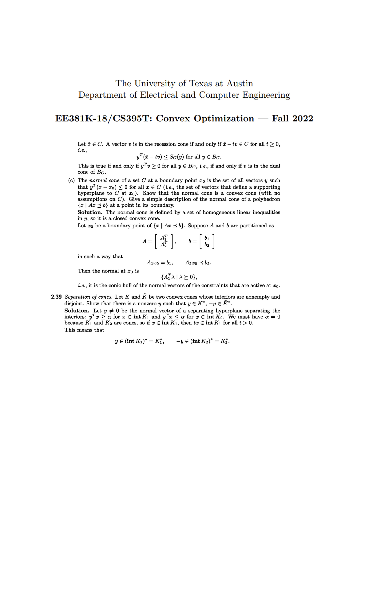 Convex Practice 26 Ece 381k University Of Texas Studocu