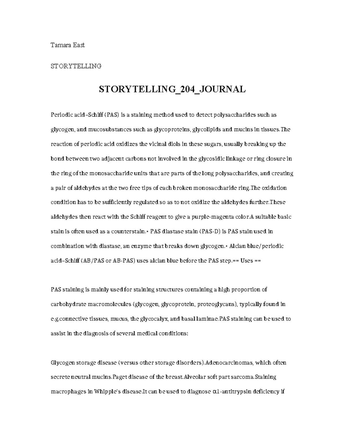 Storytelling 204 Journal - Tamara East STORYTELLING STORYTELLING_204 ...