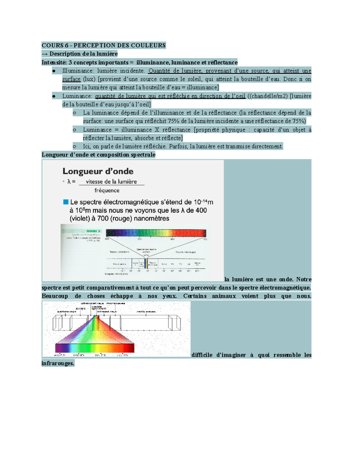Psy perception, cours 6 - COURS 6 - PERCEPTION DES COULEURS → ...