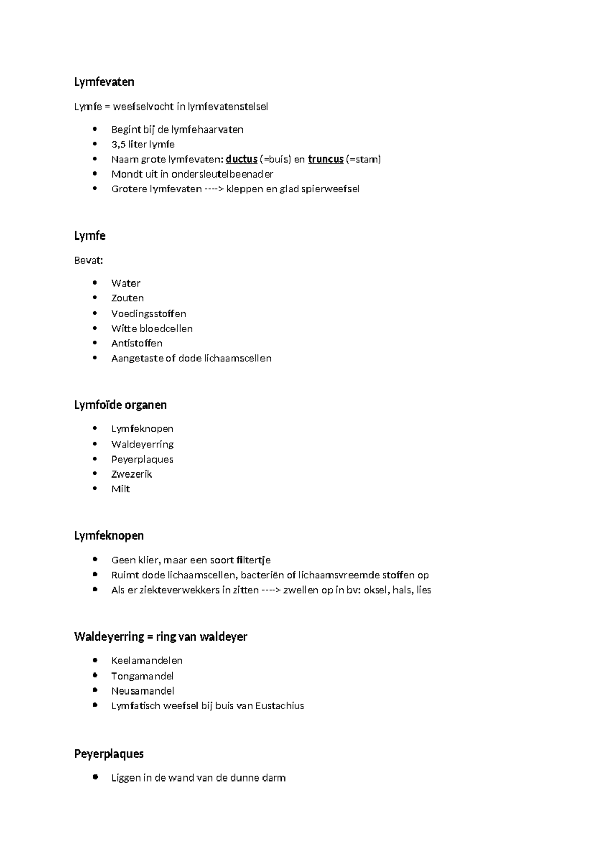 Aantekeningen anatomie en fysiologie lymfevatenstelsel - Lymfevaten ...